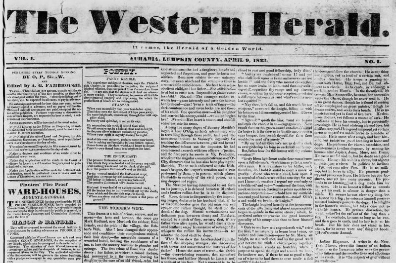 Georgia Newspapers From Before The Civil War, Now Online | Georgia ...